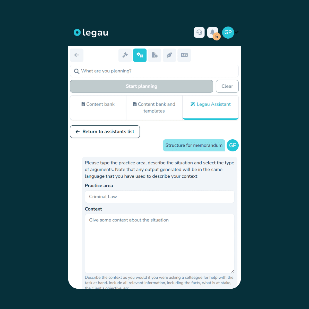 Plan - Legau - Generative AI Legal Document Drafting